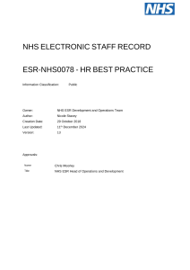 ESR Hub Search - ESR Hub - NHS Electronic Staff Record